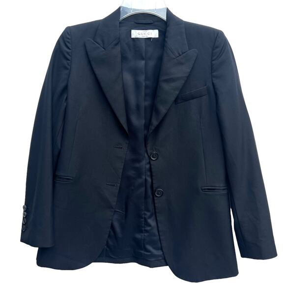 Gucci | Jackets & Coats | Gucci Black Blazer Logo Buttons Uniform ...